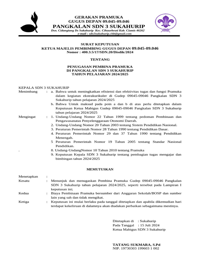 SK Pembina Pramuka 2024 | PDF