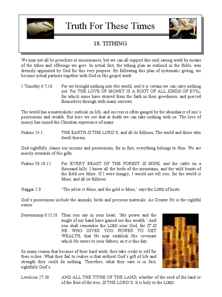 Truth For These Times: 18. Tithing | Download Free PDF | Tithe | Abraham