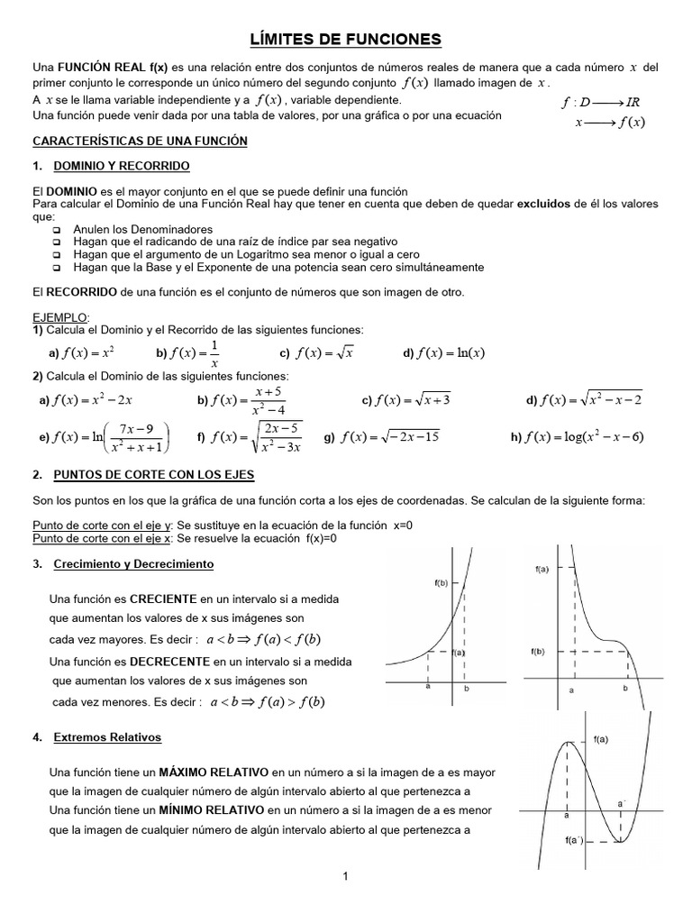 Características de Funciones Reales | PDF | Función (Matemáticas) | Exponenciación