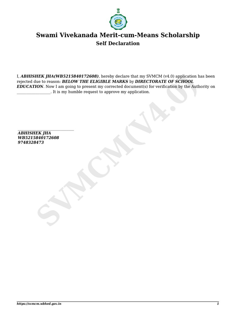 Self Declaration | PDF