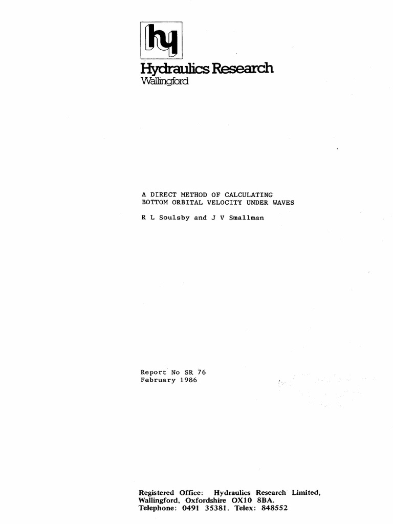 SR76 Method Calculating Orbital Velocity Waves | PDF | Equations ...