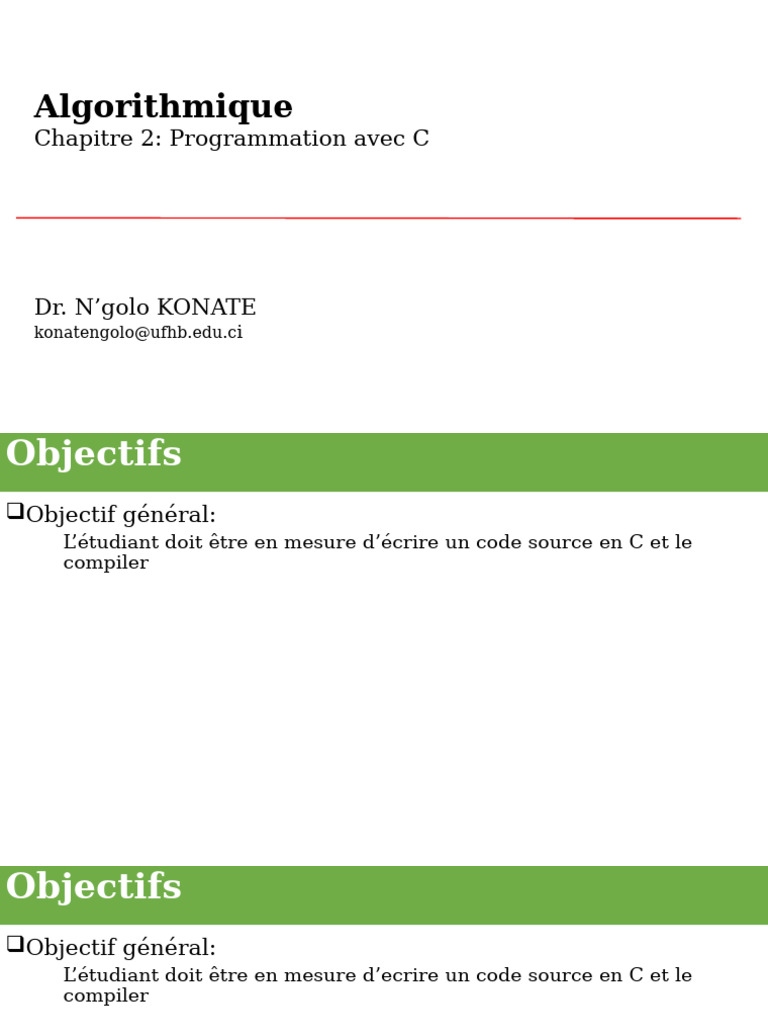 Programmation en C : Concepts de base | PDF | C (Langage de ...