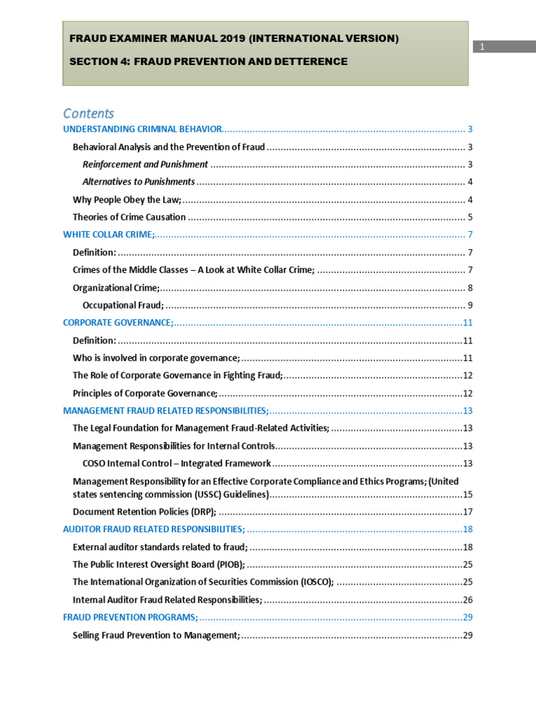 SECTION 4 Fraud Prevention and Deterrence | PDF | Internal Control | Audit