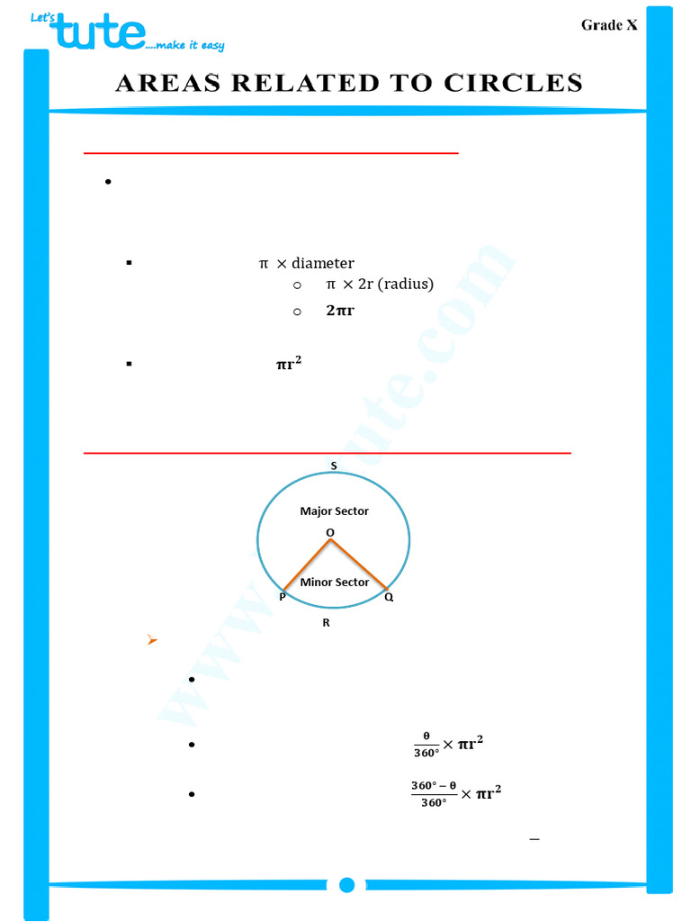 4.2 05 - Areas Related To A Circle - Summary PDF | PDF