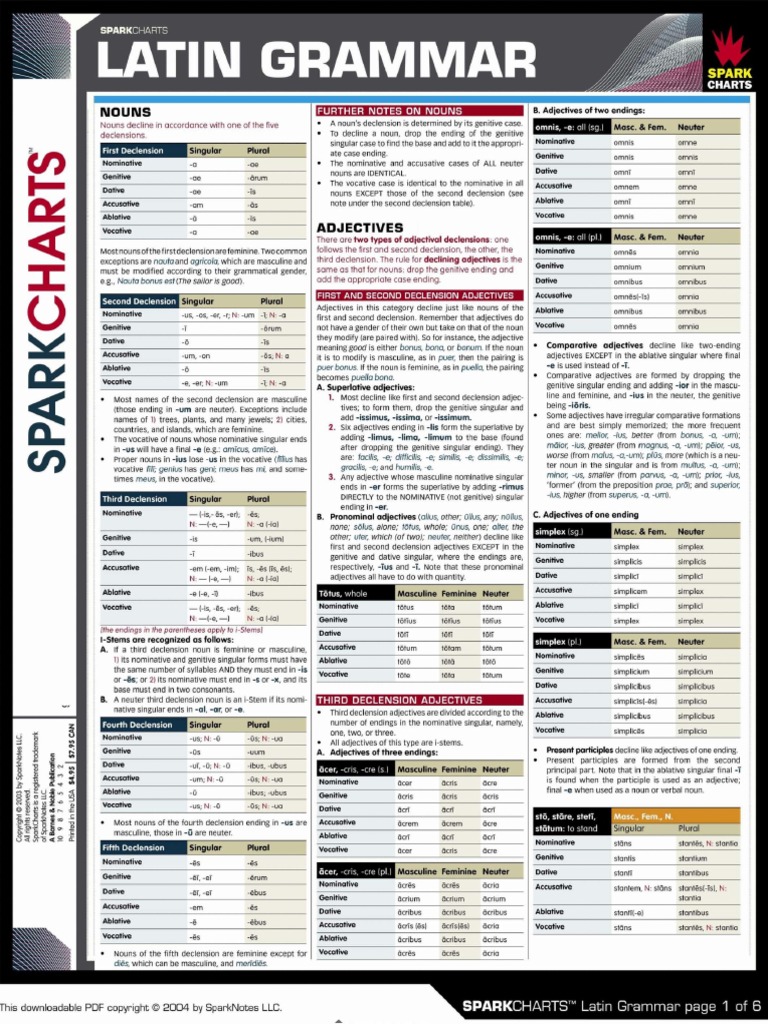 Spark Charts Latin Grammar | PDF