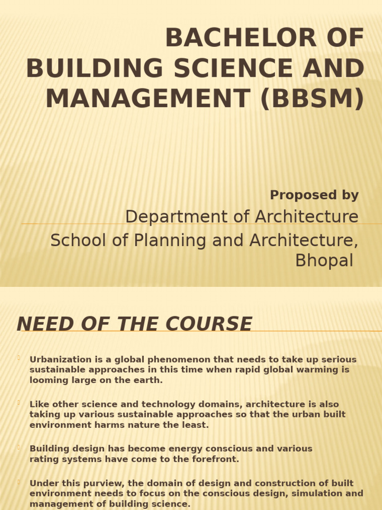 Bachelor of Building Science and Management (BBSM) Presentation | PDF ...