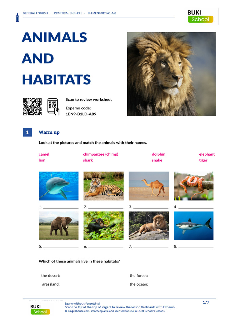 Animals and Habitats British English Teacher A1 A2 | PDF | Stress ...