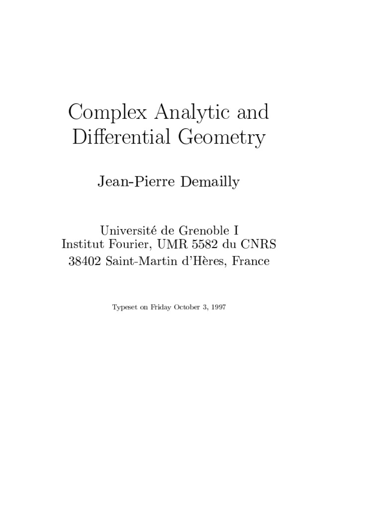 Complex Analytic and Differential Geometry - J. Demailly | PDF ...