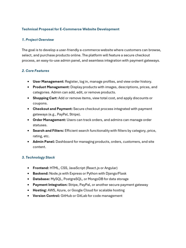 Technical Proposal For E-Commerce Website Development | PDF | Web Development | Computing
