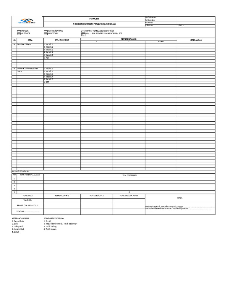 Checklist Pembersihan Facade | PDF