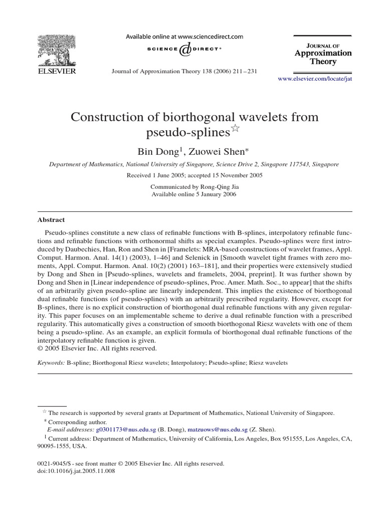 Biorthogonal_Wavelet_1 | PDF | Distribution (Mathematics) | Function (Mathematics)