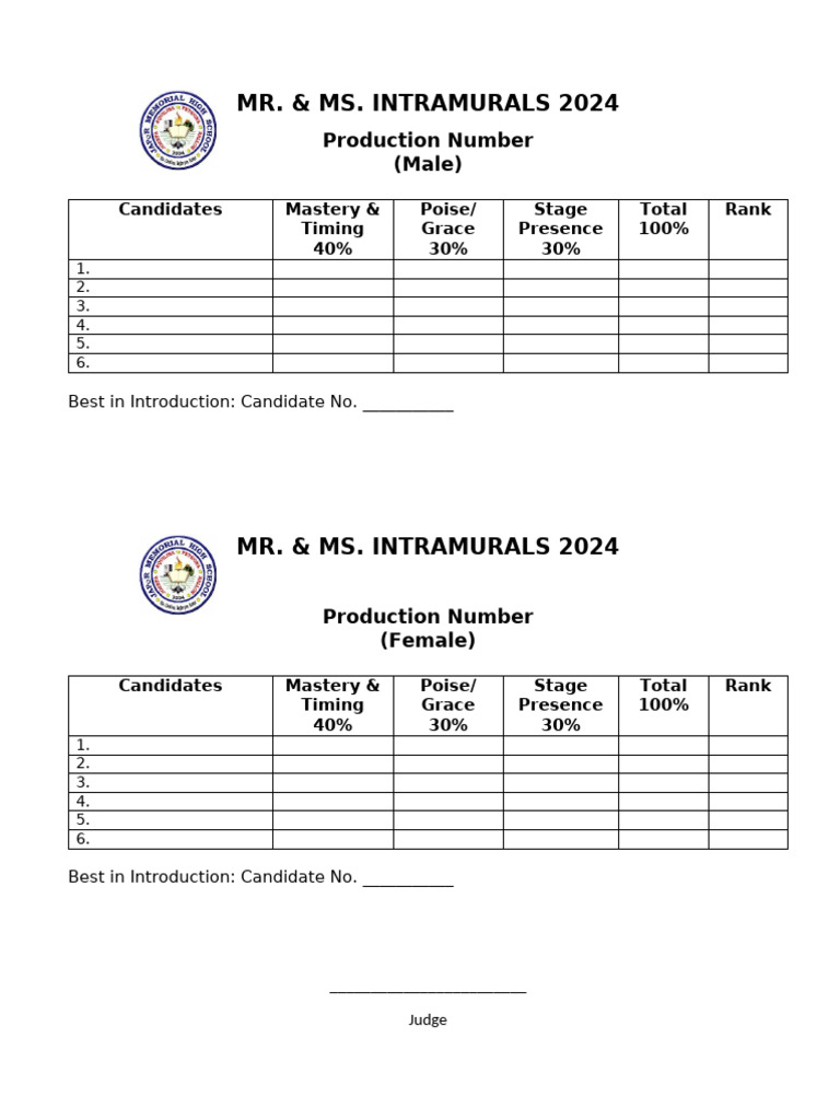 Intrams Criteria 2024 | PDF
