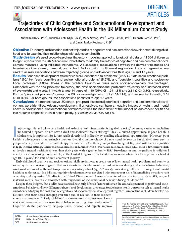 Cadangan - Trajectories of Child Cognitive and Socioemotional ...