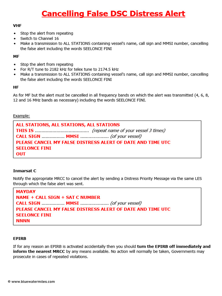 Gmdss Distress Cancel Procedure Card | PDF