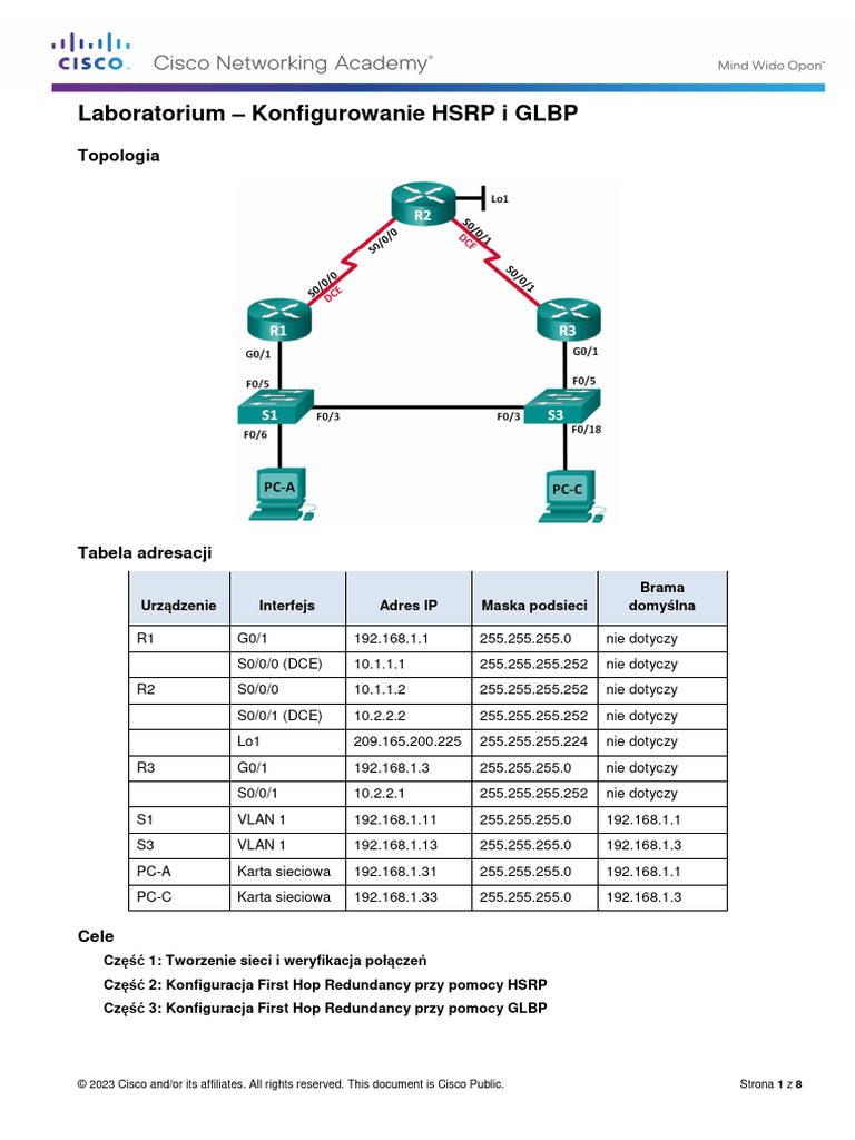 6 Lab - Configuring HSRP and GLBP | PDF