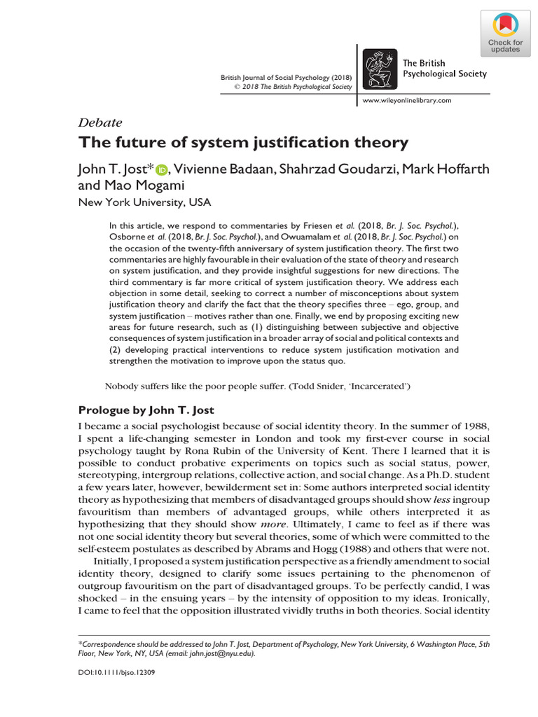 Future of System Justification Theory | PDF | Liberal Arts Education ...