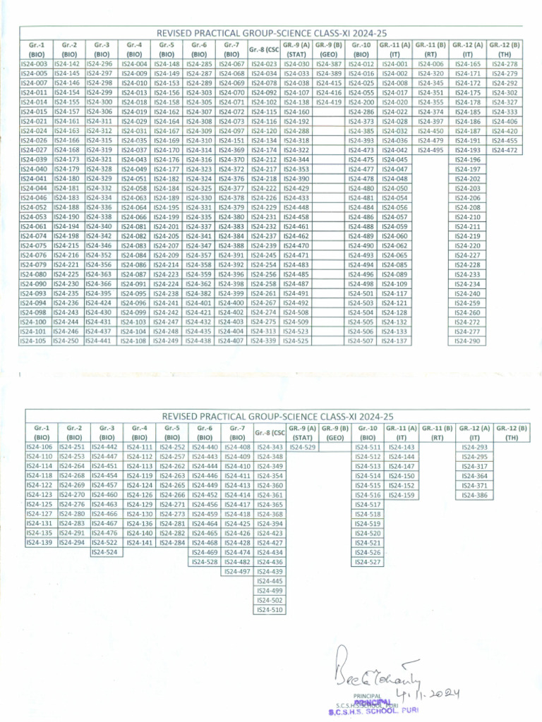 Revised Practical Group-Science Class-Xi 2024-25 | PDF