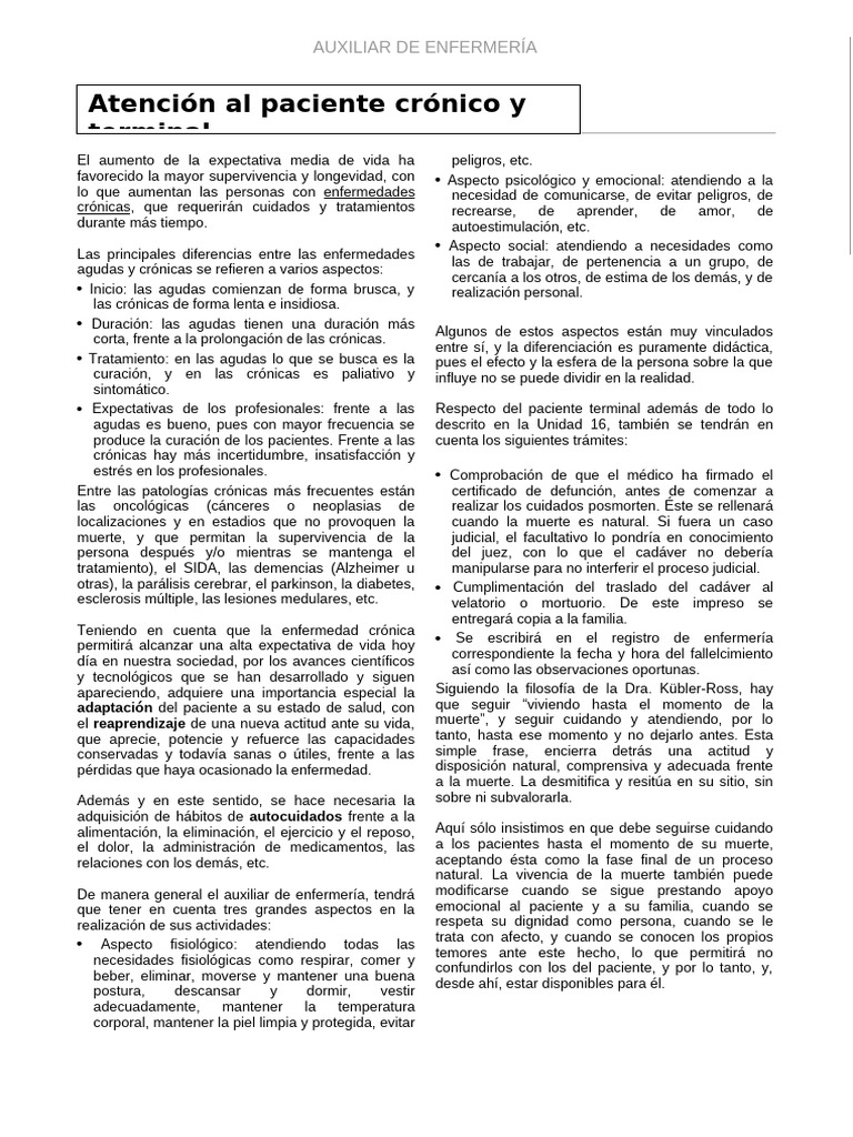 Atencion Al Paciente Cronico y Terminal | PDF | Cuidados paliativos ...