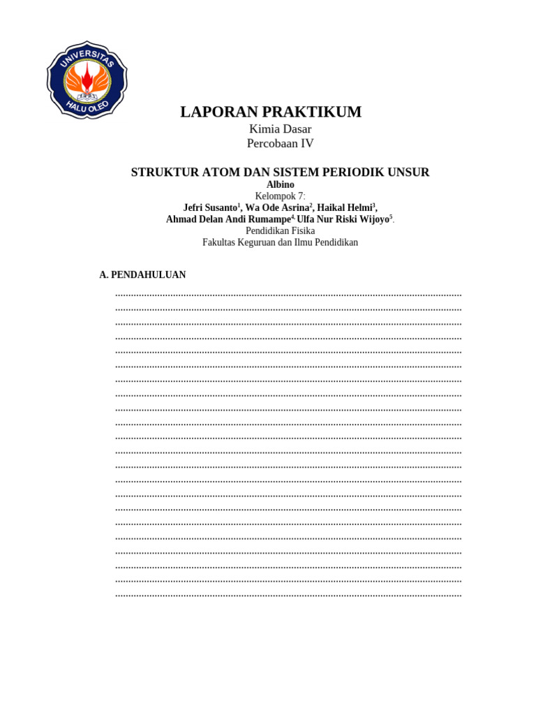 Laporan Praktikum Kimia Dasar Kelas B Fiks | PDF