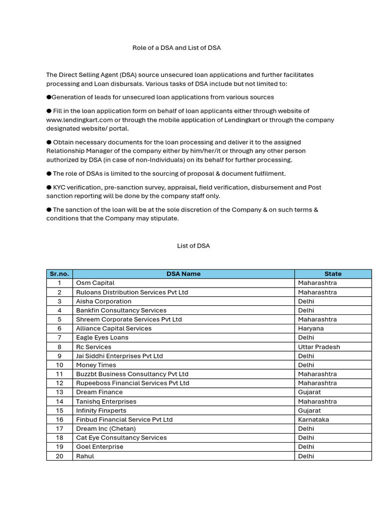 Role of A DSA and List of DSA 08 July 2024 | PDF | Gujarat