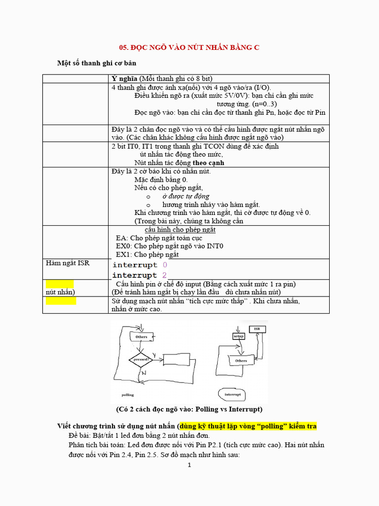 05. Đọc ngõ vào nút nhấn bằng C - Newer | PDF