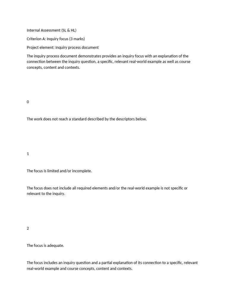 Internal Assessment RUBRIC | PDF | Evaluation | Cognition