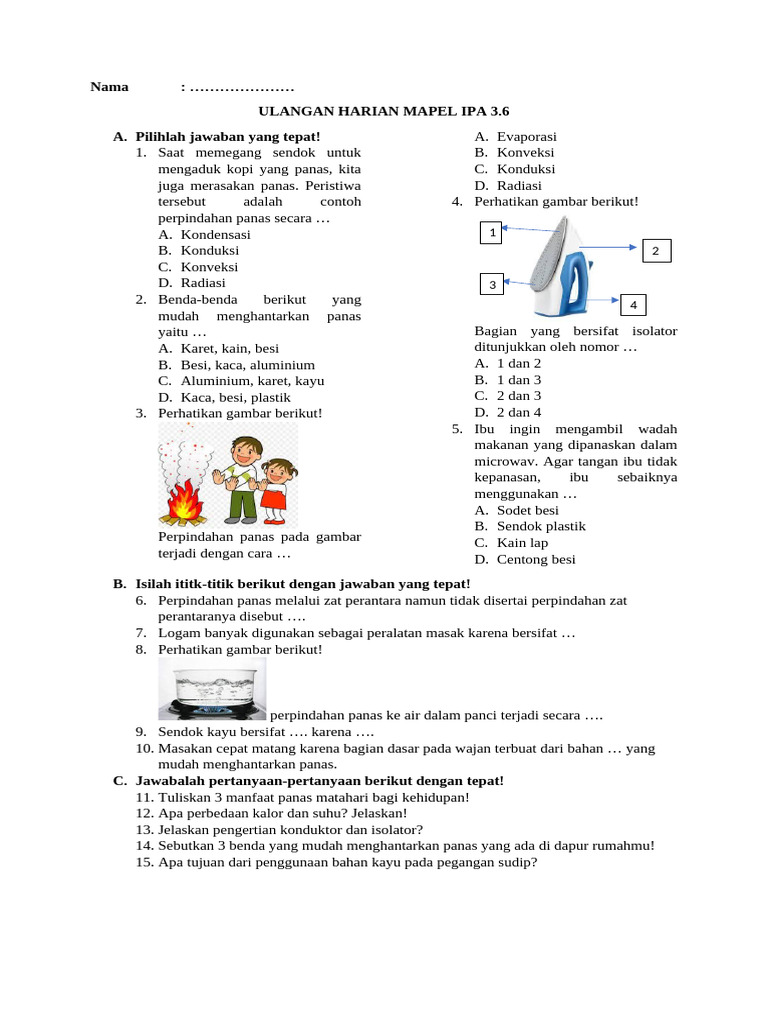 Ulangan Harian Mapel Ipa 3 | PDF