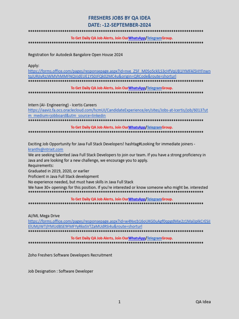 Freshers Jobs 12 Sep 2024 | PDF | C Sharp (Programming Language) | Computing