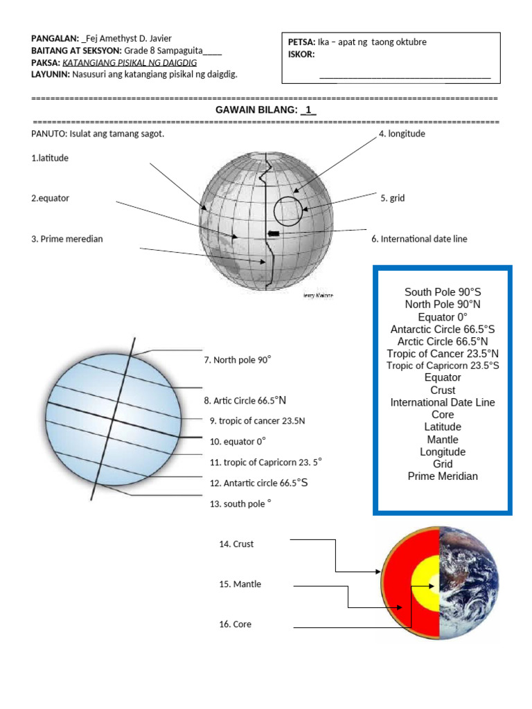 Enhancement Activity 1-Q1 CLAS1 | PDF | Equator | Geographical Technology