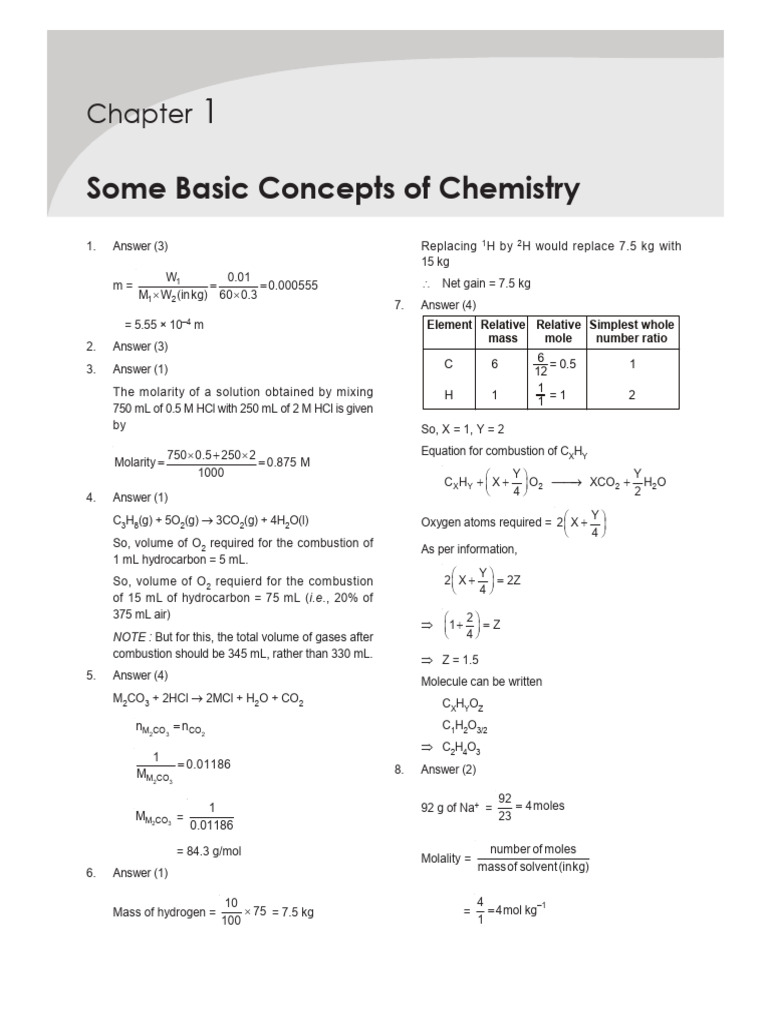 Some Bacis Solutions Concept | PDF | Mole (Unit) | Molar Concentration