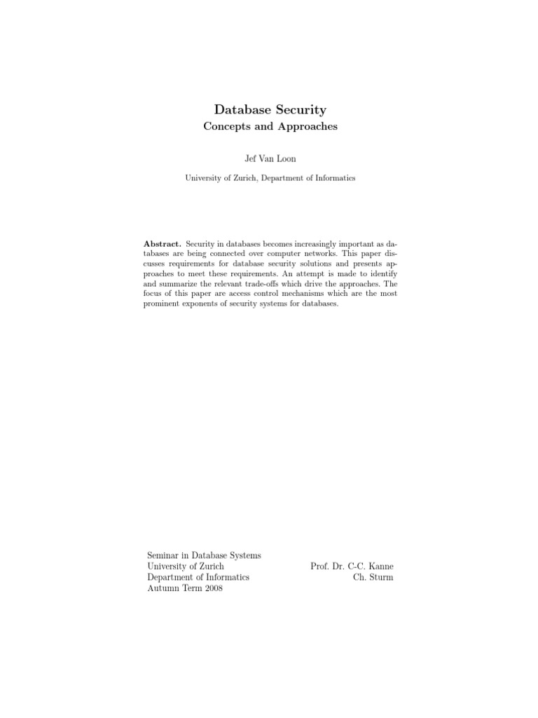 Database Security - Concepts Approaches | PDF | Computer Access Control | Computing