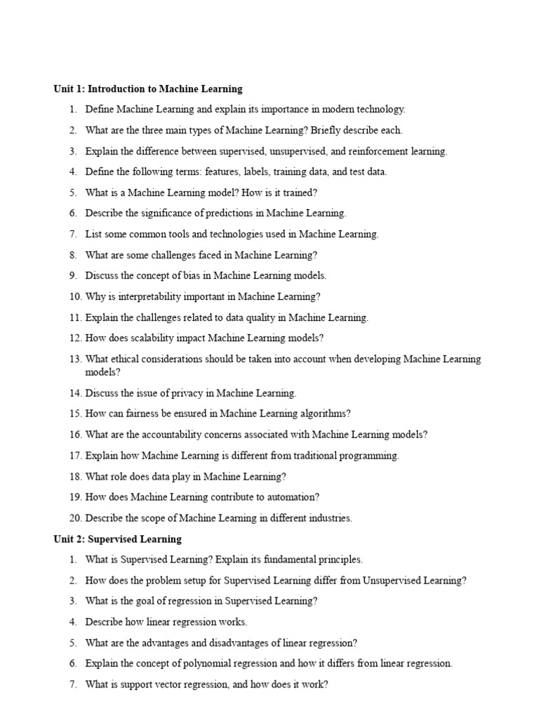ML Question Bank_ | PDF | Machine Learning | Regression Analysis