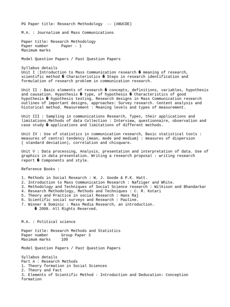 Research PG Papers Titles | PDF | Statistics | Survey Methodology