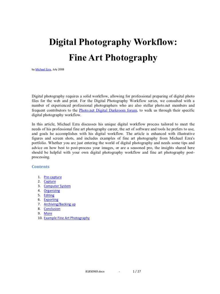 Digital Photography Workflow - Fine Art | PDF | Adobe Photoshop ...