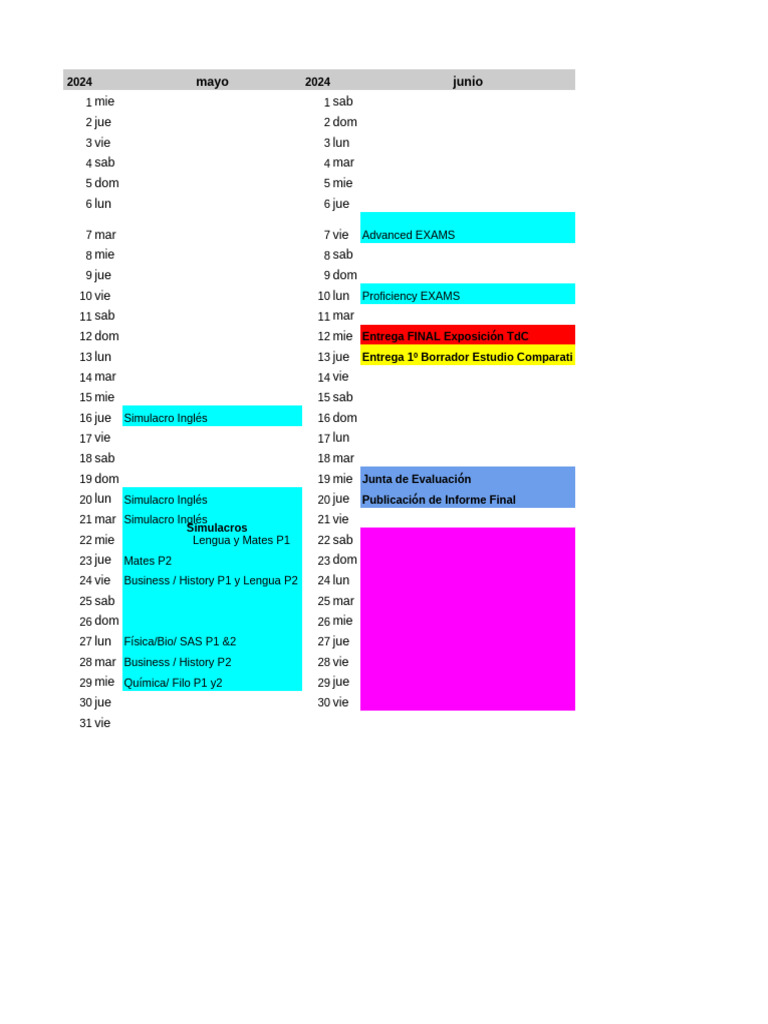 2024-25 Calendario PD 2 | PDF