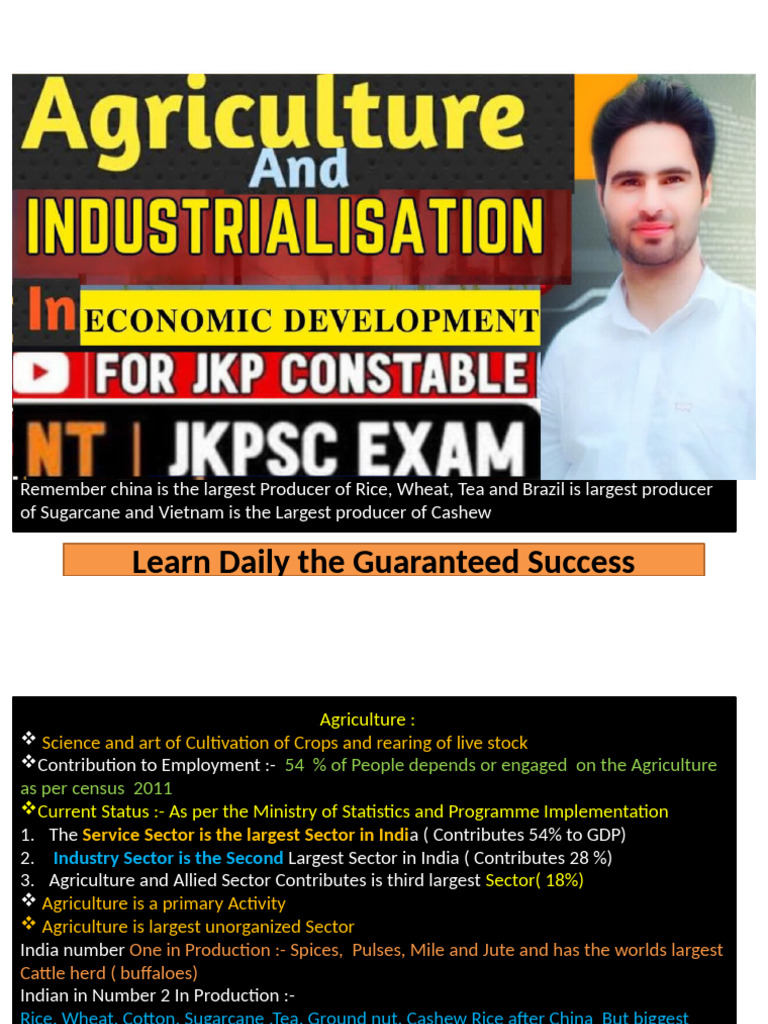 Agriculture, Industrialization and Their Role in Indian Economy by Learn Daily The Guranteed ...