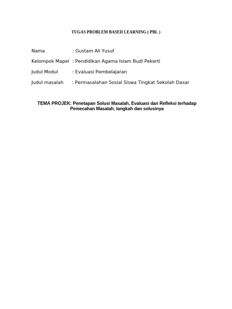 Tugas Problem Based Learning | PDF | Sains & Matematika