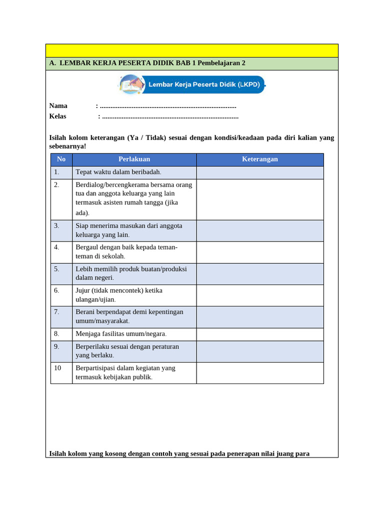 LKPD PKN Bab 1 | PDF