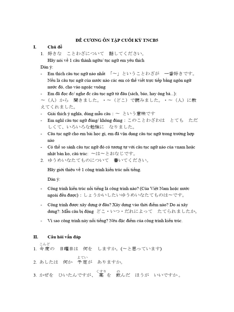 ĐỀ CƯƠNG ÔN TẬP KTHP TNCB5 | PDF