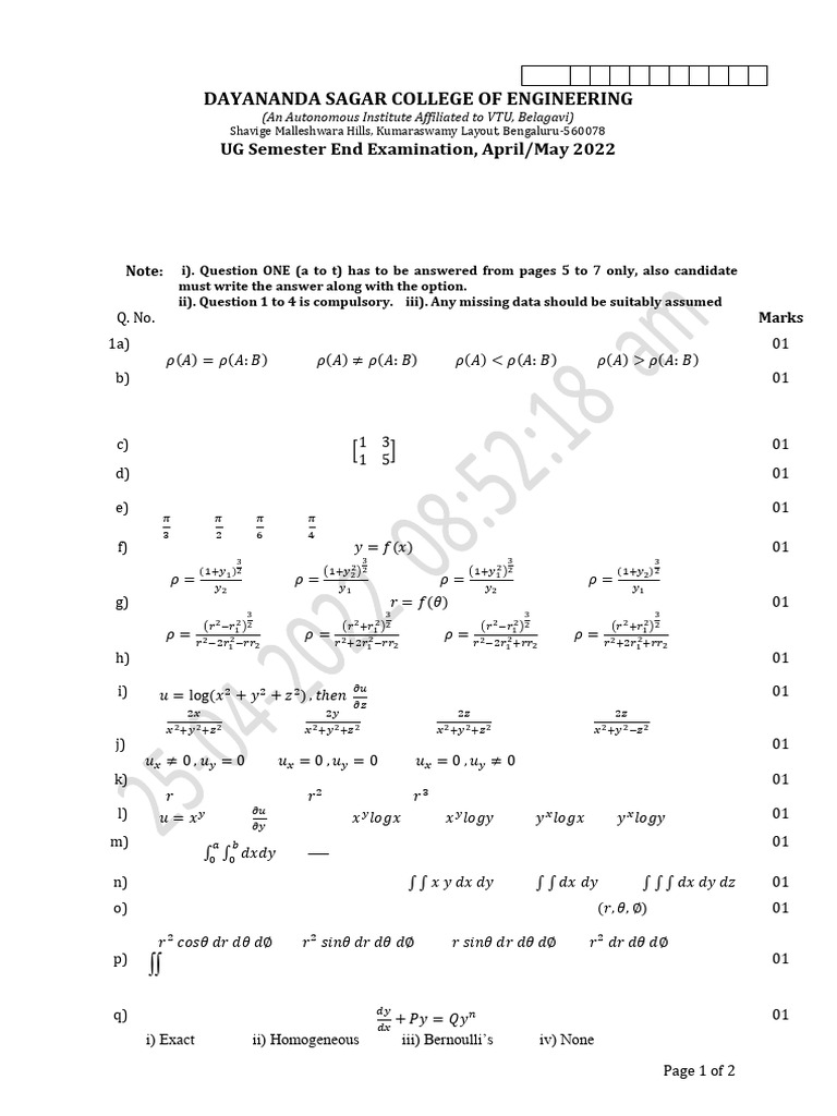 21MA101 | PDF | Curvature | Matrix (Mathematics)