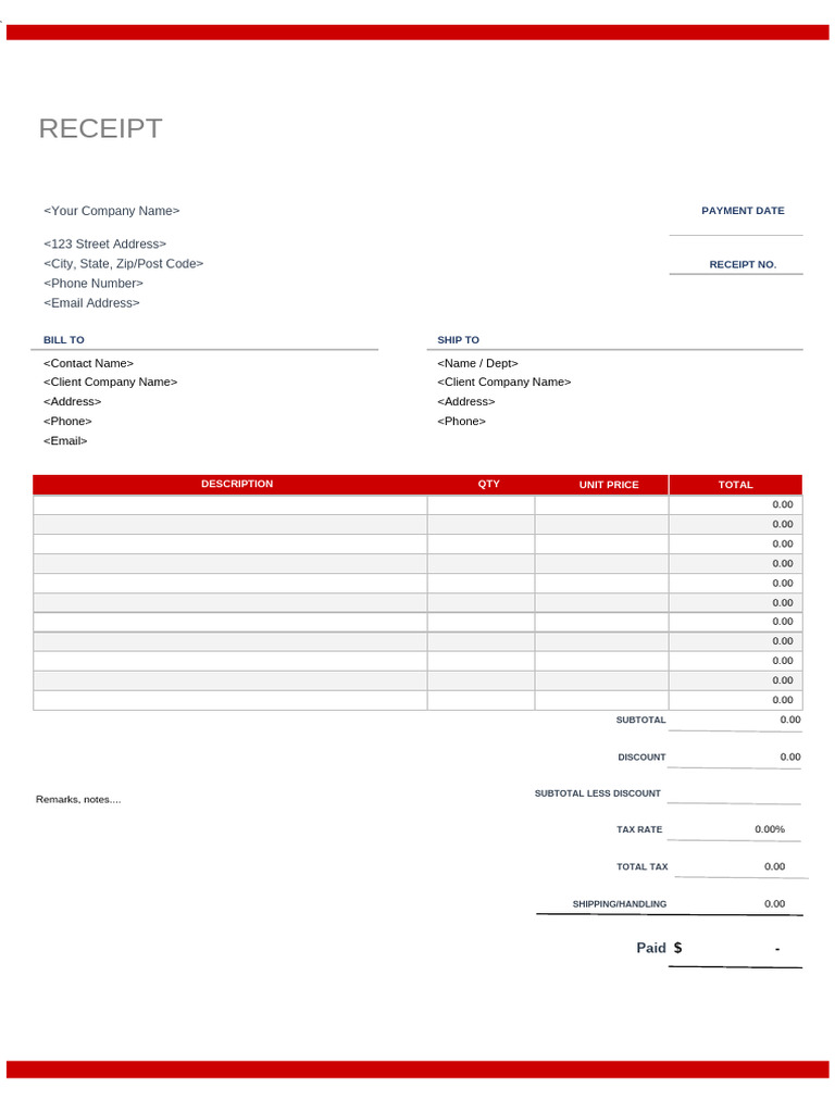 Receipt Template 1 Word | PDF | Receipt | Accounting
