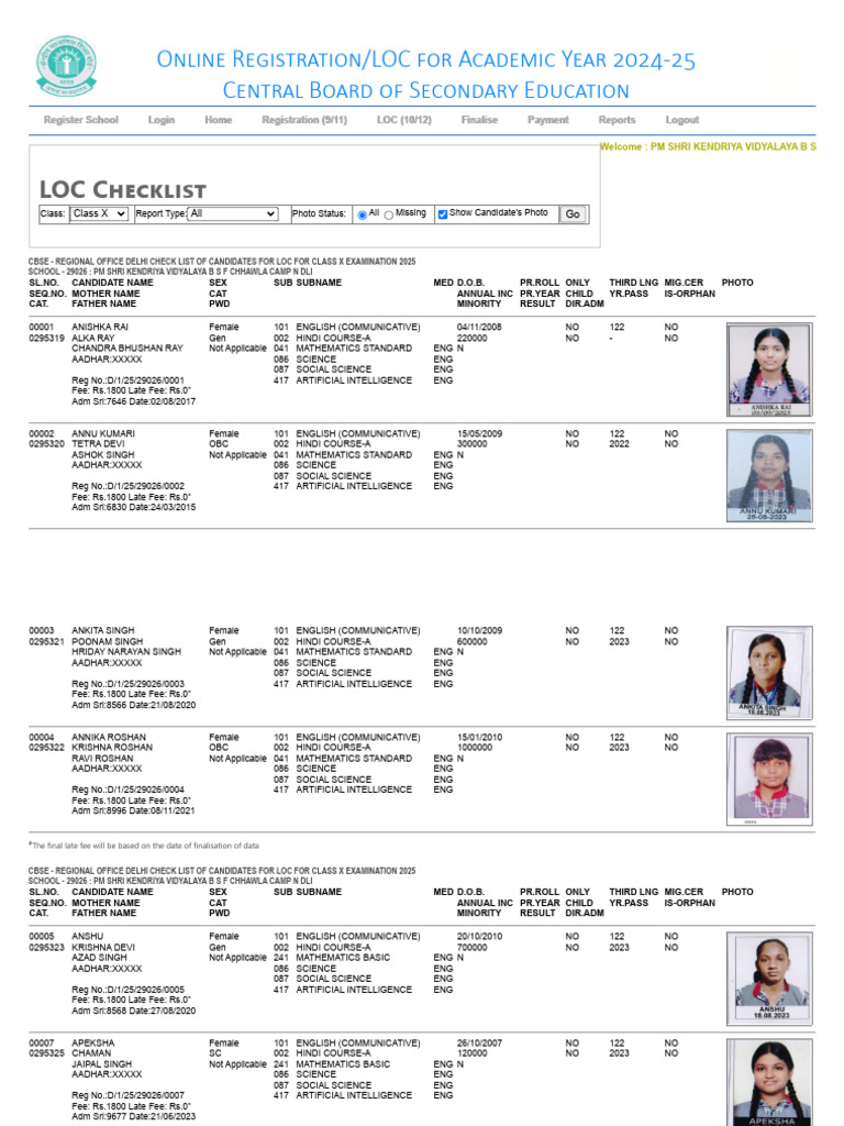 Class X Loc Check List | PDF | Secondary Education | Government Of India
