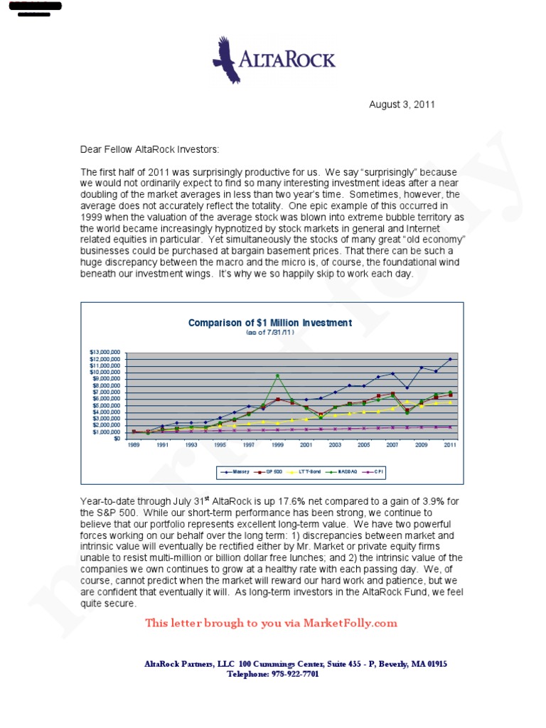 AltaRock Fund Performance Update | PDF | Retail | Stocks