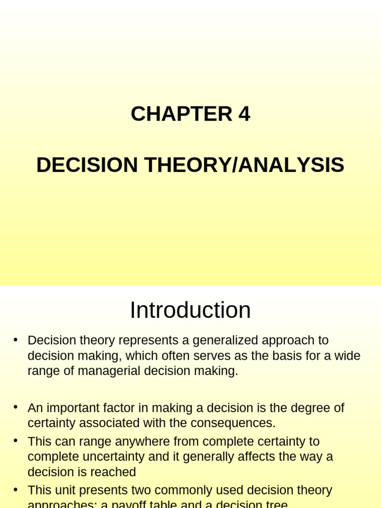 Chapter 4 Decision Making | PDF | Applied Mathematics | Probability