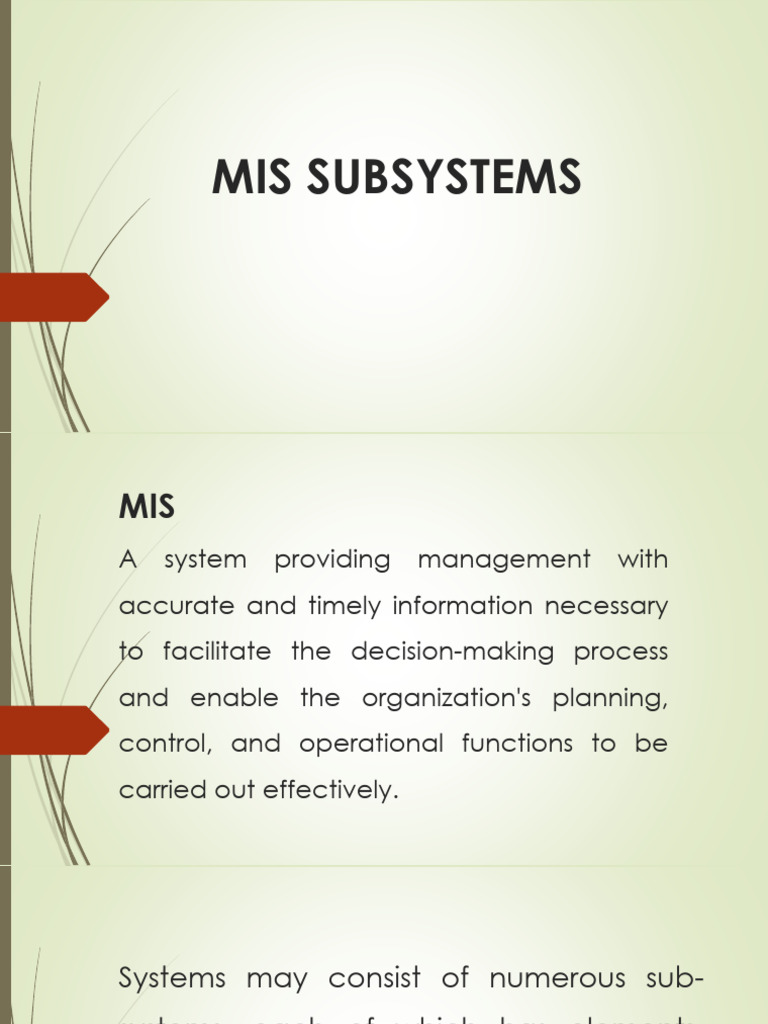 Lecture 2_MIS SubSystems | PDF | Decision Support System | Supply Chain