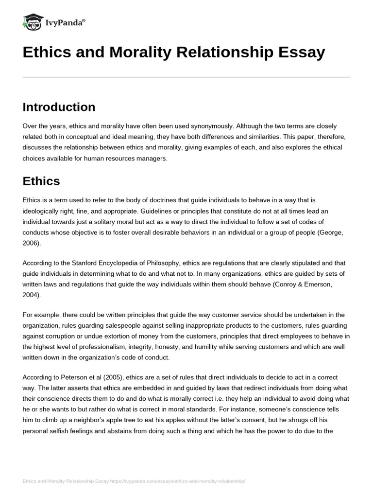 Ethics and Morality Relationship | PDF | Morality | Human Resources