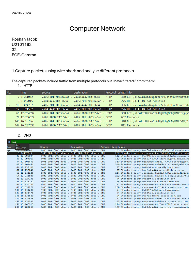 Computer Network Roshan Jacob | PDF | Transmission Control Protocol | Port (Computer Networking)