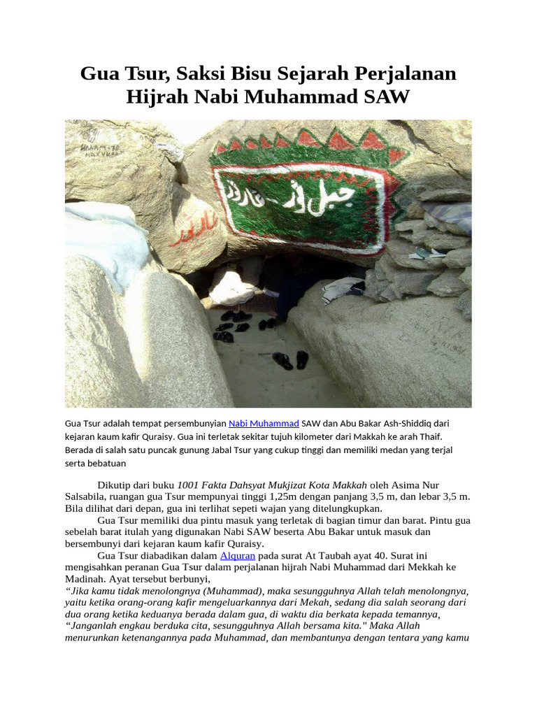 Gua Tsur: Persembunyian Nabi Muhammad | PDF