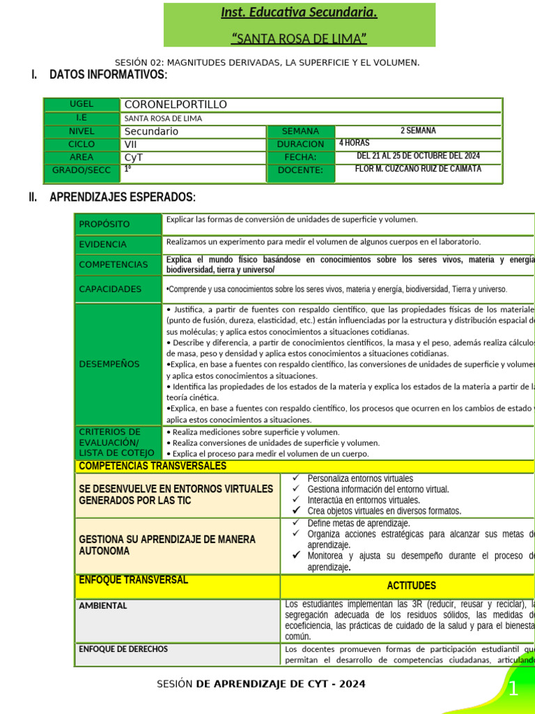 B-1º Ses-Act 2 Cyt Und 7 | PDF | Volumen | Importar