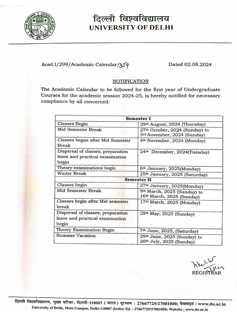 IST YEAR ACADEMIC CALENDER | PDF